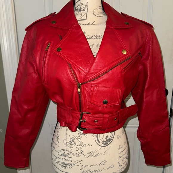 Wilsons Leather | Jackets & Coats | Vintage Wilsons Bright Red Cropped ...